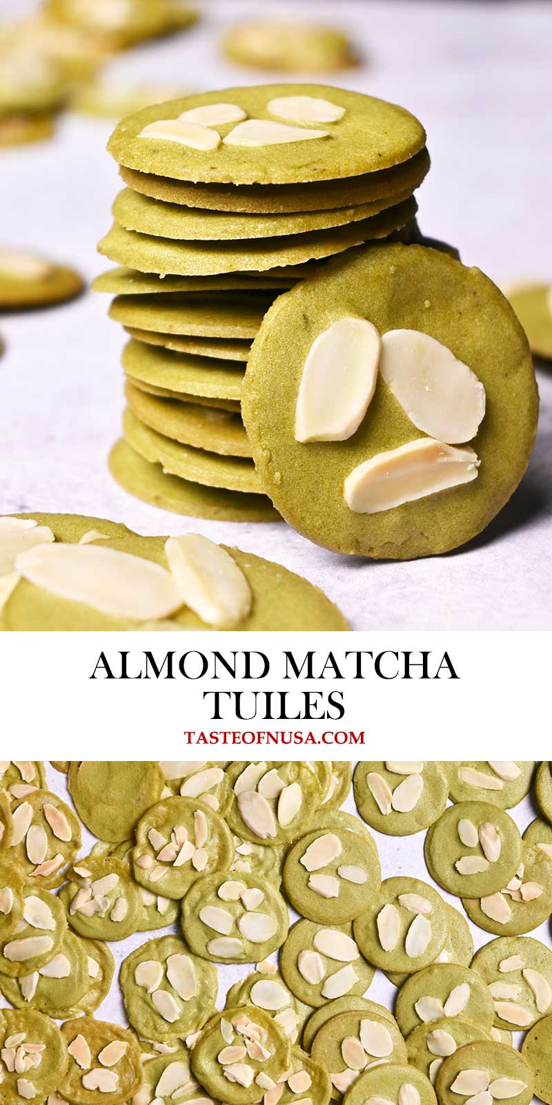 Almond Matcha Tuiles - Taste of Nusa